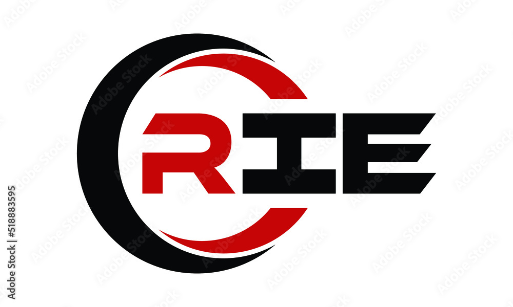 RIE three letter swoosh logo design vector template | monogram logo ...