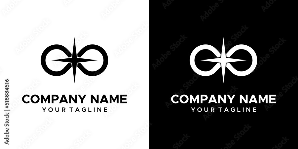 an infinity compass themed graphic image, on a black and white ...