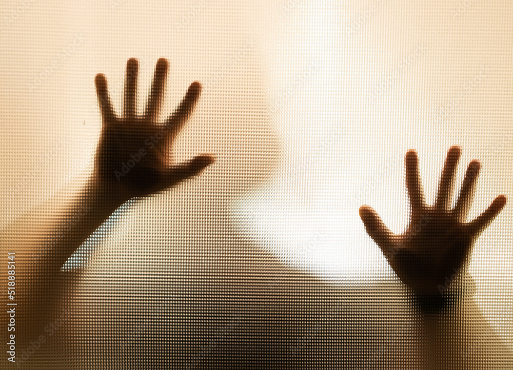 Shadowy figure, man behind glass - horror background Stock Photo ...