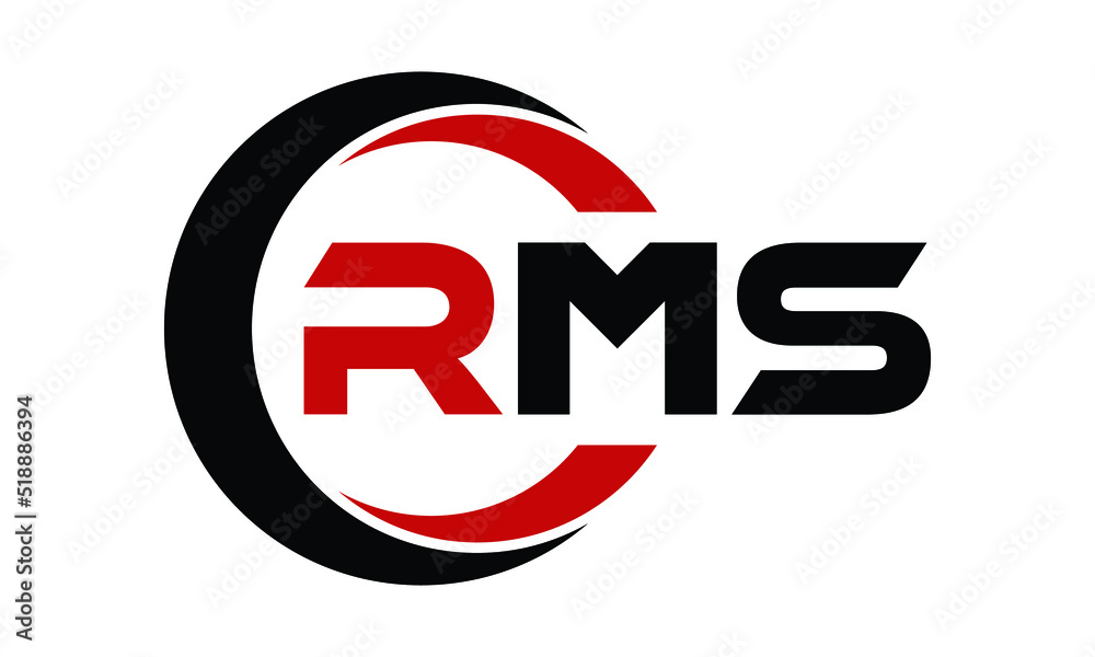 RMS three letter swoosh logo design vector template | monogram logo ...