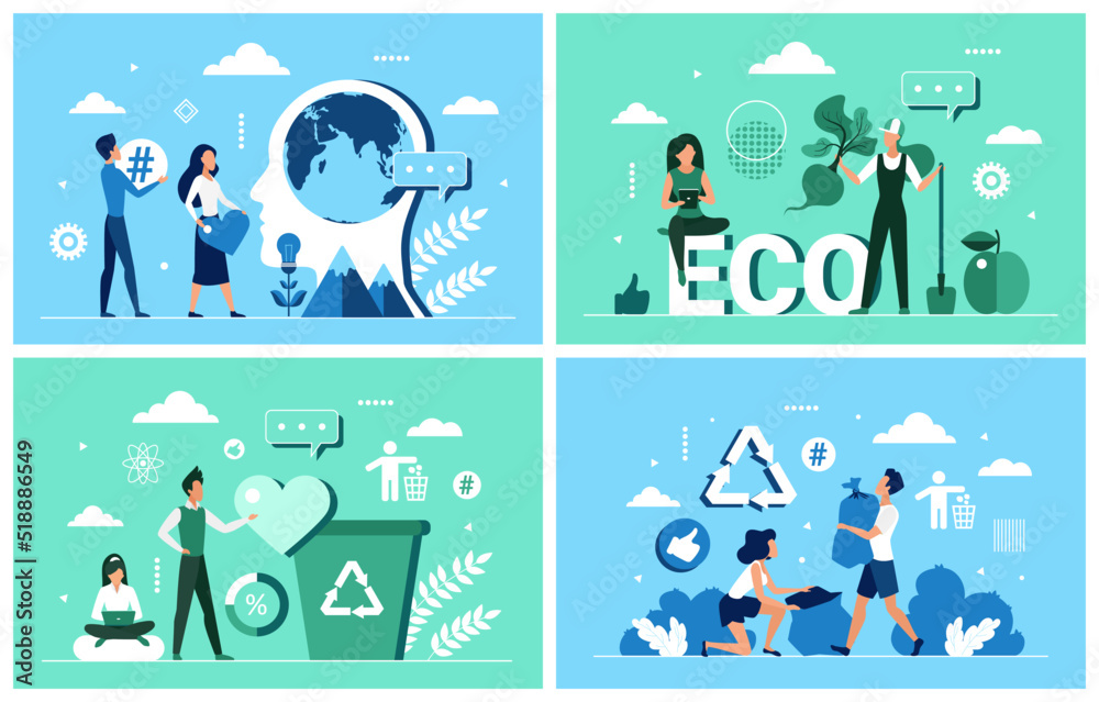 Eco mindset, agriculture, sustainability, waste recycling and ...
