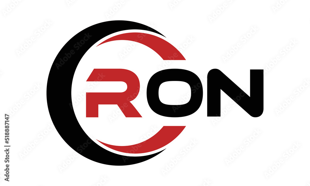 RON three letter swoosh logo design vector template | monogram logo ...
