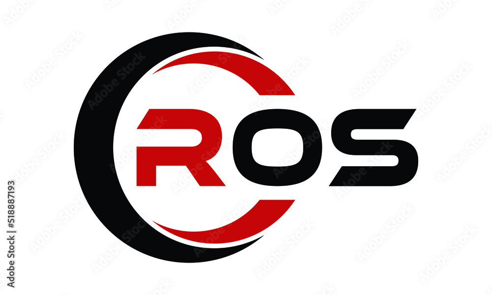 ROS three letter swoosh logo design vector template | monogram logo ...