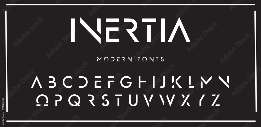 INERTIA Sports minimal tech font letter set. Luxury vector typeface for ...