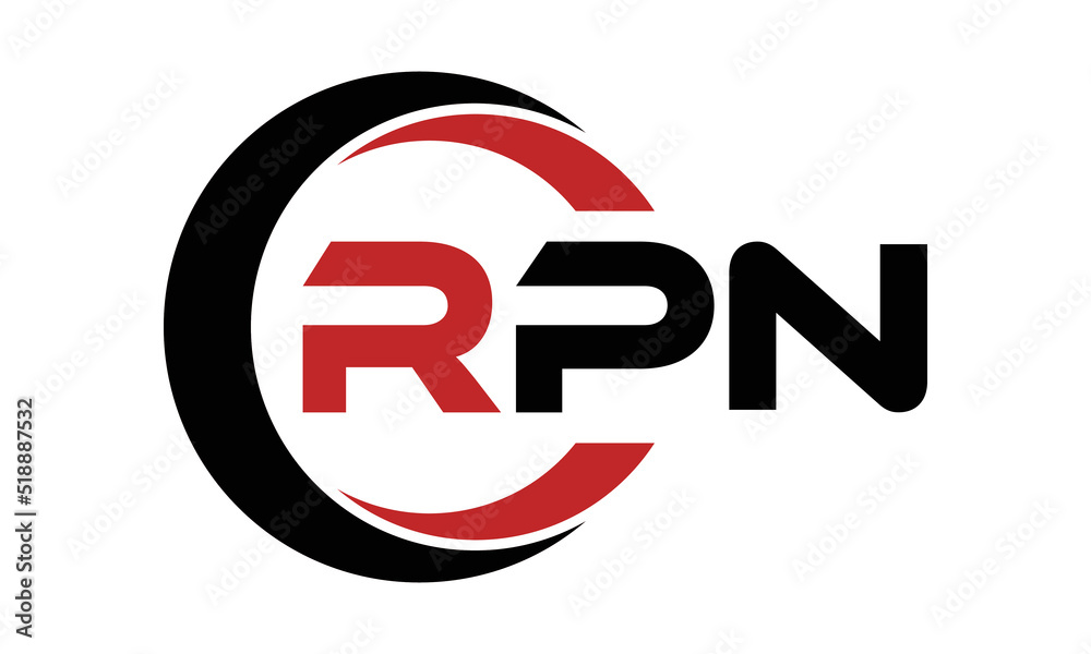 RPN three letter swoosh logo design vector template | monogram logo ...