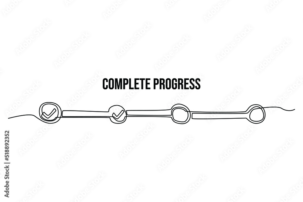 Continuous one line drawing checklist to project progress. Measurement ...