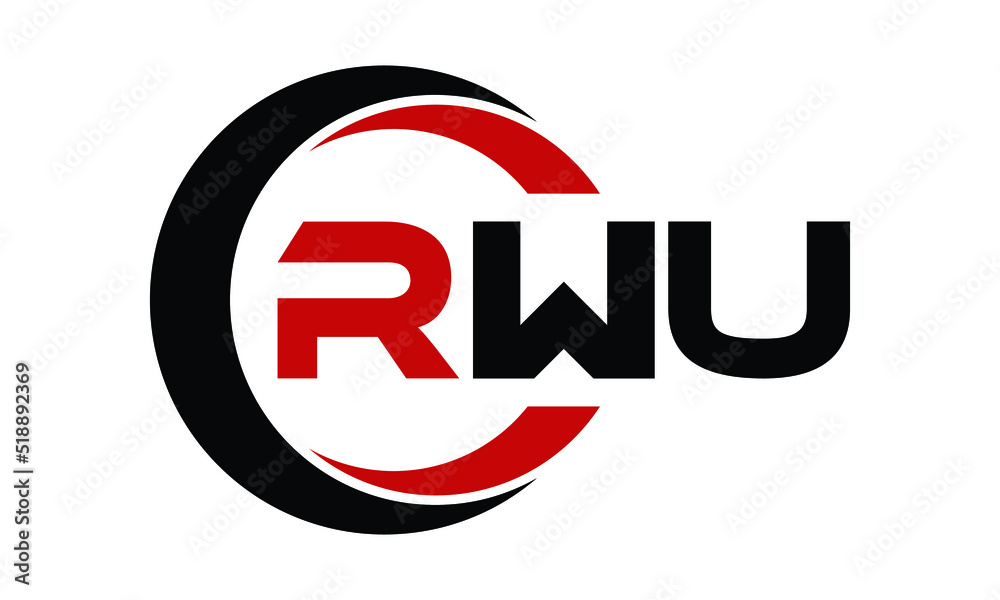 RWU three letter swoosh logo design vector template | monogram logo ...