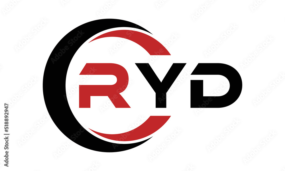 RYD three letter swoosh logo design vector template | monogram logo ...