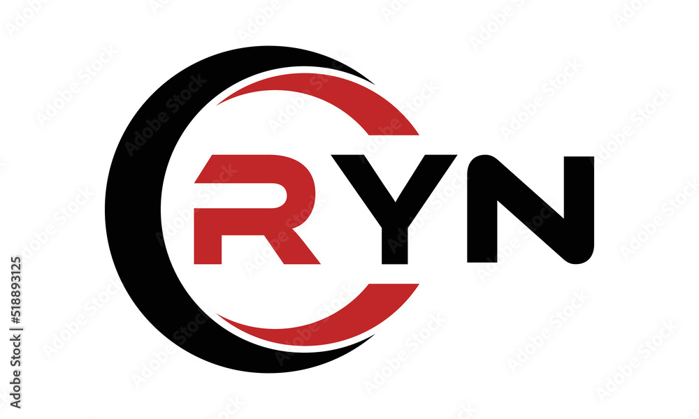 RYN three letter swoosh logo design vector template | monogram logo ...