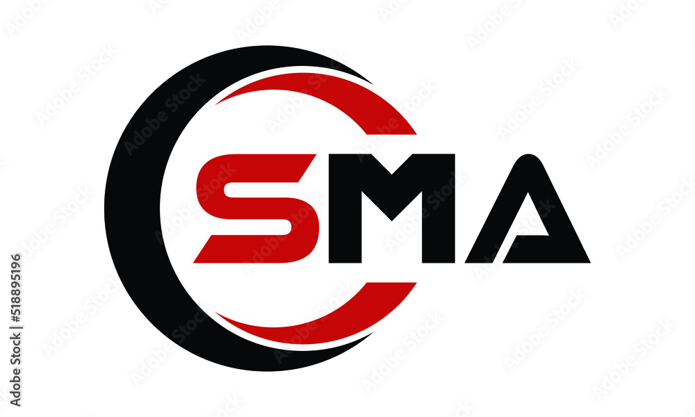 SMA three letter swoosh logo design vector template | monogram logo ...