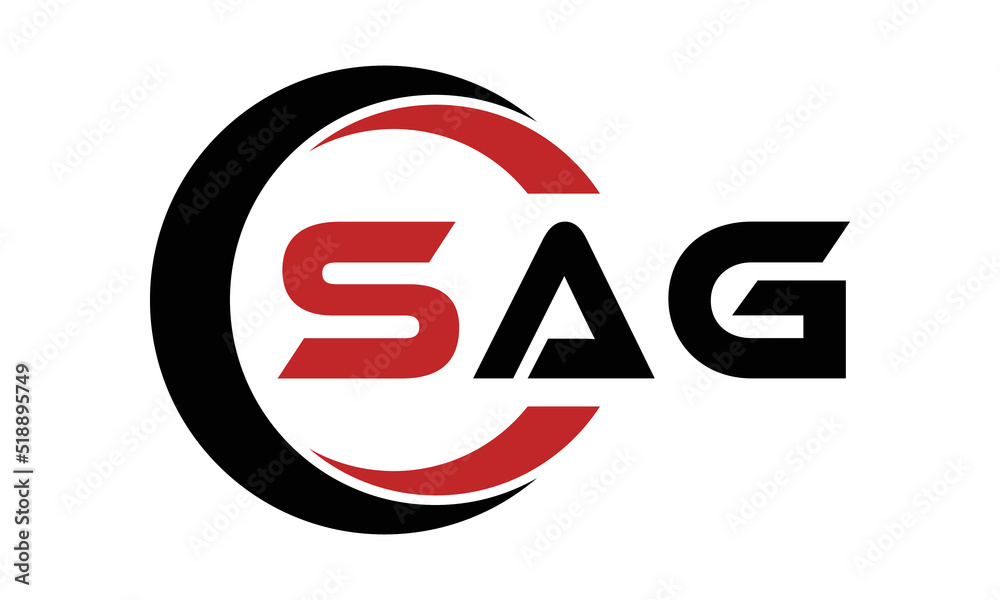 SAG three letter swoosh logo design vector template | monogram logo ...