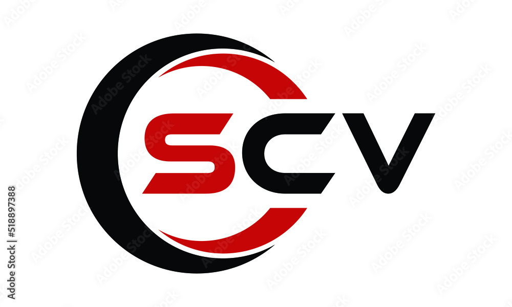 SCV three letter swoosh logo design vector template | monogram logo ...