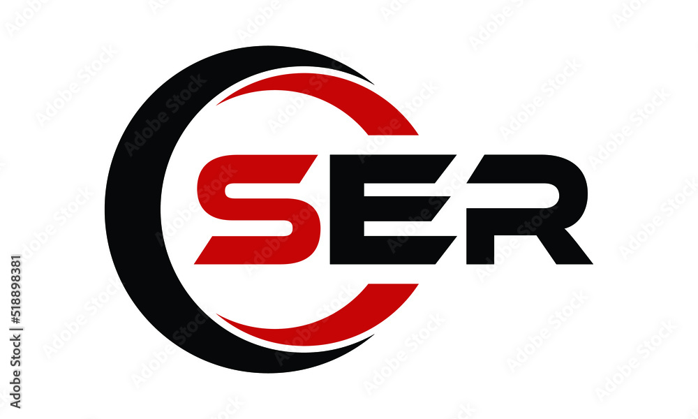 SER three letter swoosh logo design vector template | monogram logo ...