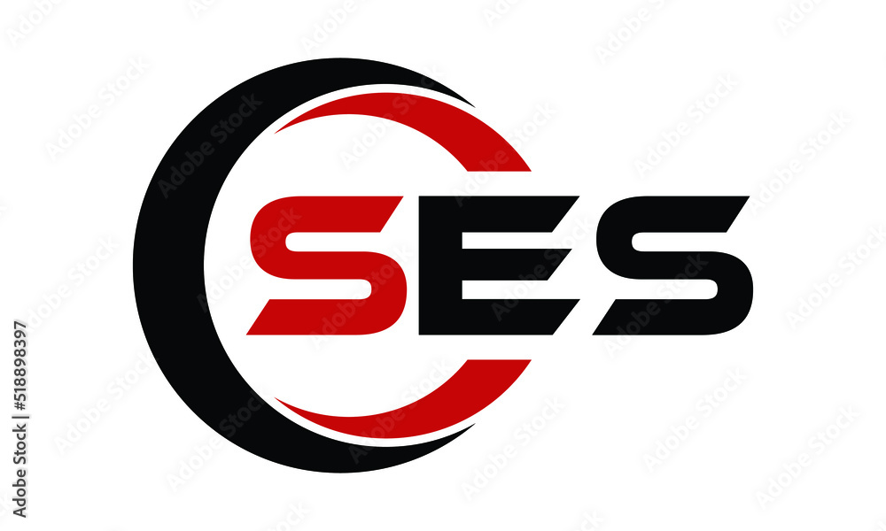 SES three letter swoosh logo design vector template | monogram logo ...
