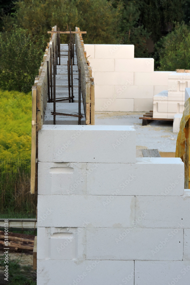 A steel reinforcement for pillars on the first floor of a house under ...
