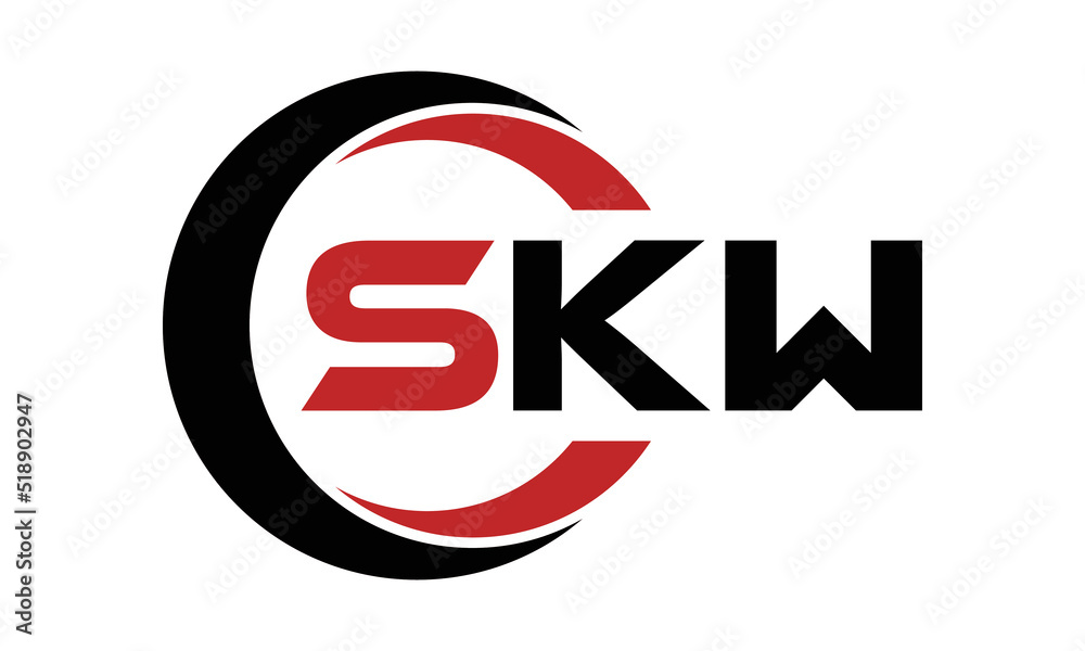 SKW three letter swoosh logo design vector template | monogram logo ...