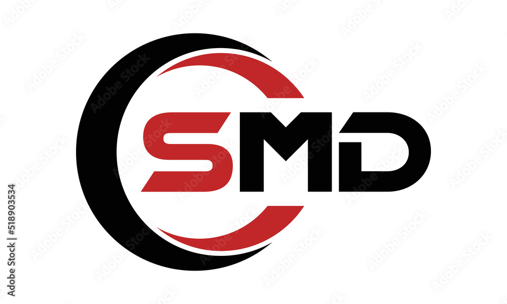 SMD three letter swoosh logo design vector template | monogram logo ...
