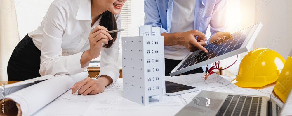 Group of building architect construction engineer have meeting and ...