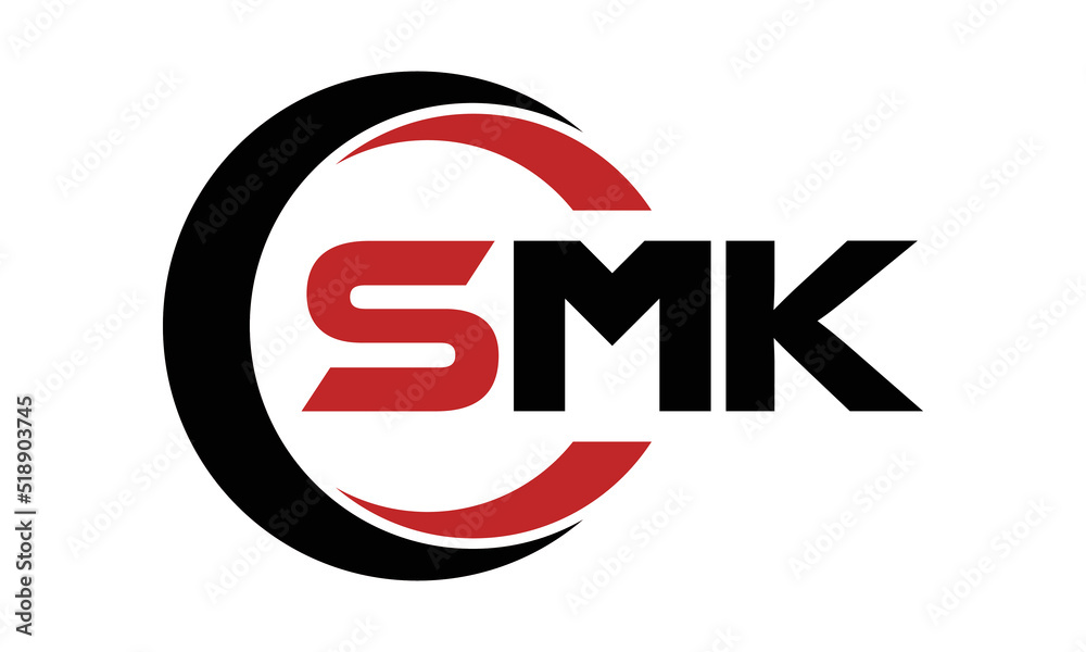 SMK three letter swoosh logo design vector template | monogram logo ...