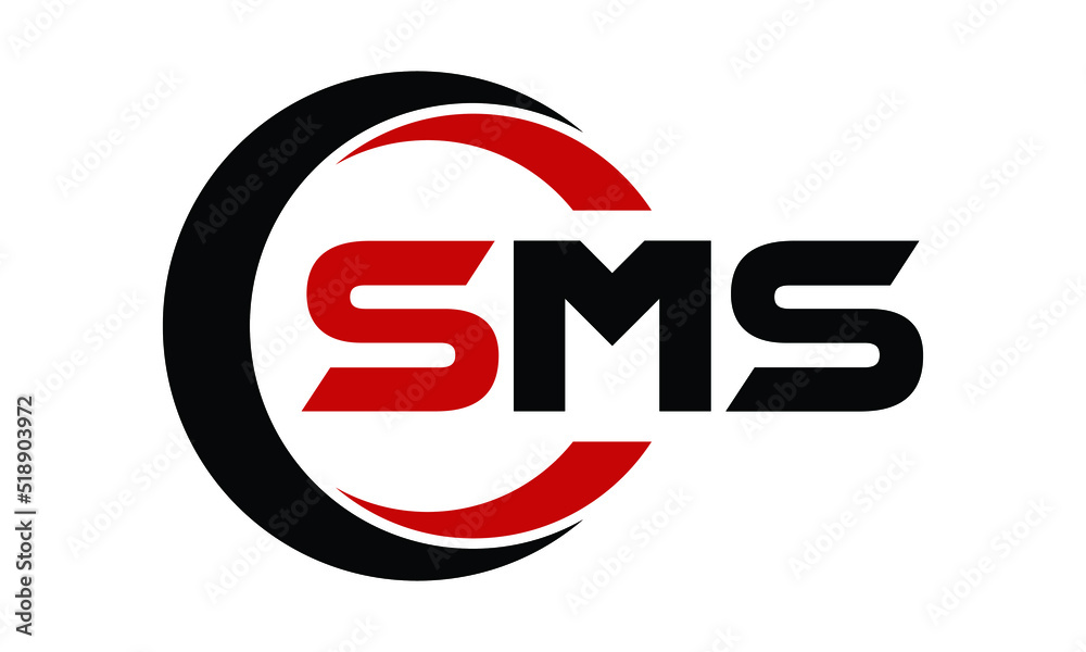 SMS three letter swoosh logo design vector template | monogram logo ...