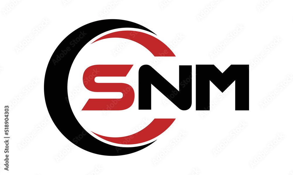 SNM three letter swoosh logo design vector template | monogram logo ...