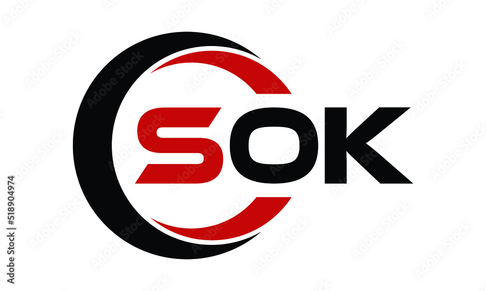 SOK three letter swoosh logo design vector template | monogram logo ...