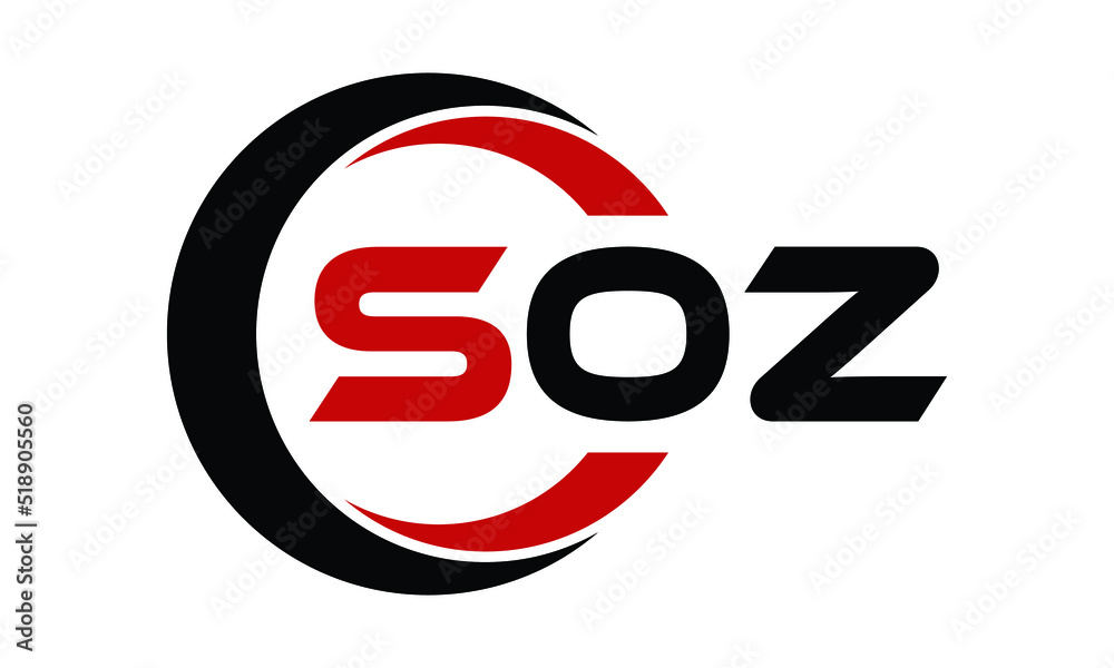 SOZ three letter swoosh logo design vector template | monogram logo ...