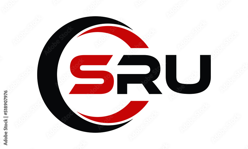 SRU three letter swoosh logo design vector template | monogram logo ...