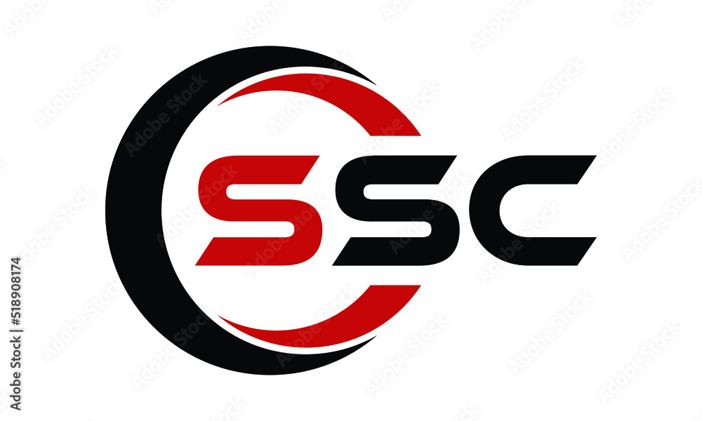 SSC three letter swoosh logo design vector template | monogram logo ...