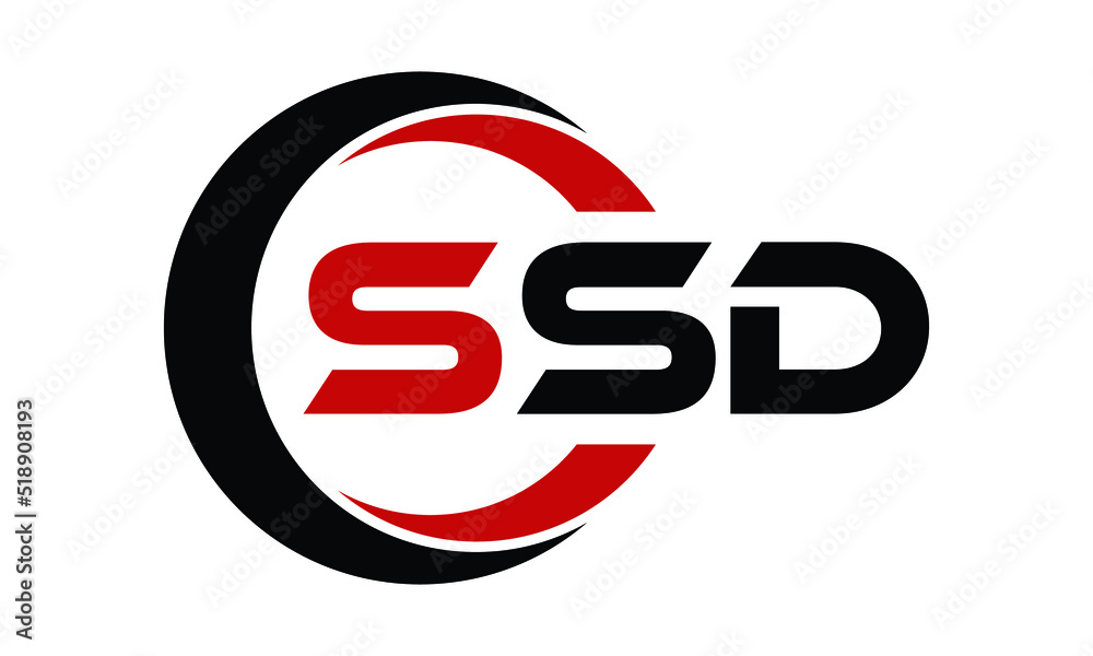 SSD three letter swoosh logo design vector template | monogram logo ...