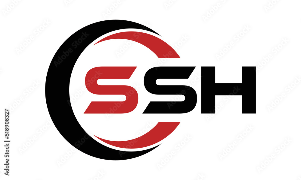 SSH three letter swoosh logo design vector template | monogram logo ...