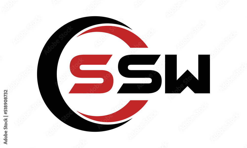 SSW three letter swoosh logo design vector template | monogram logo ...
