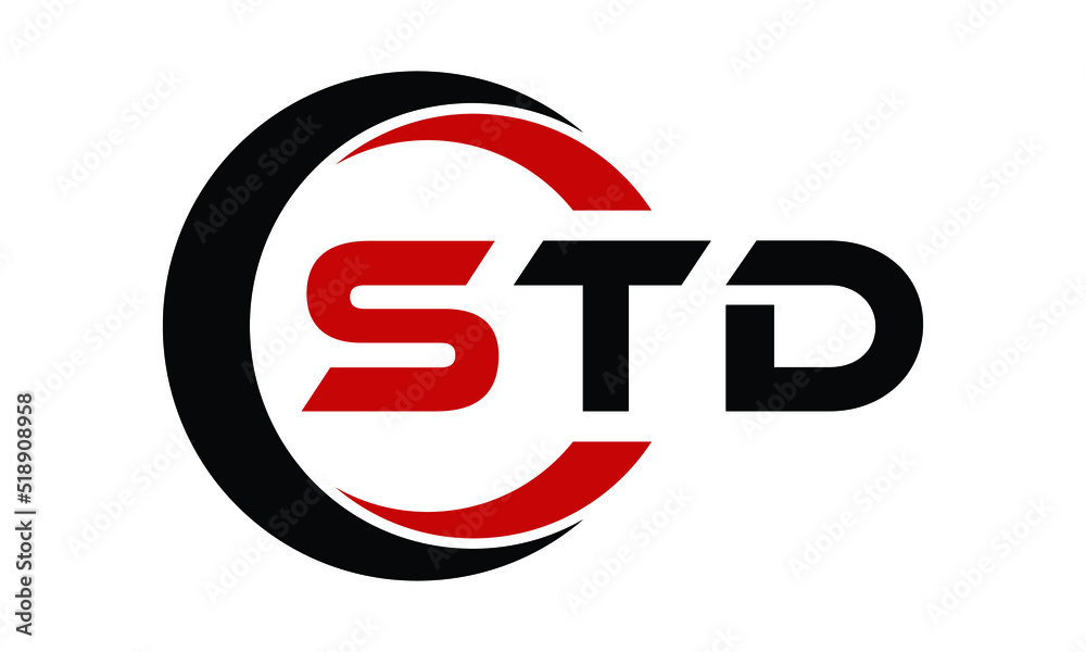 STD three letter swoosh logo design vector template | monogram logo ...