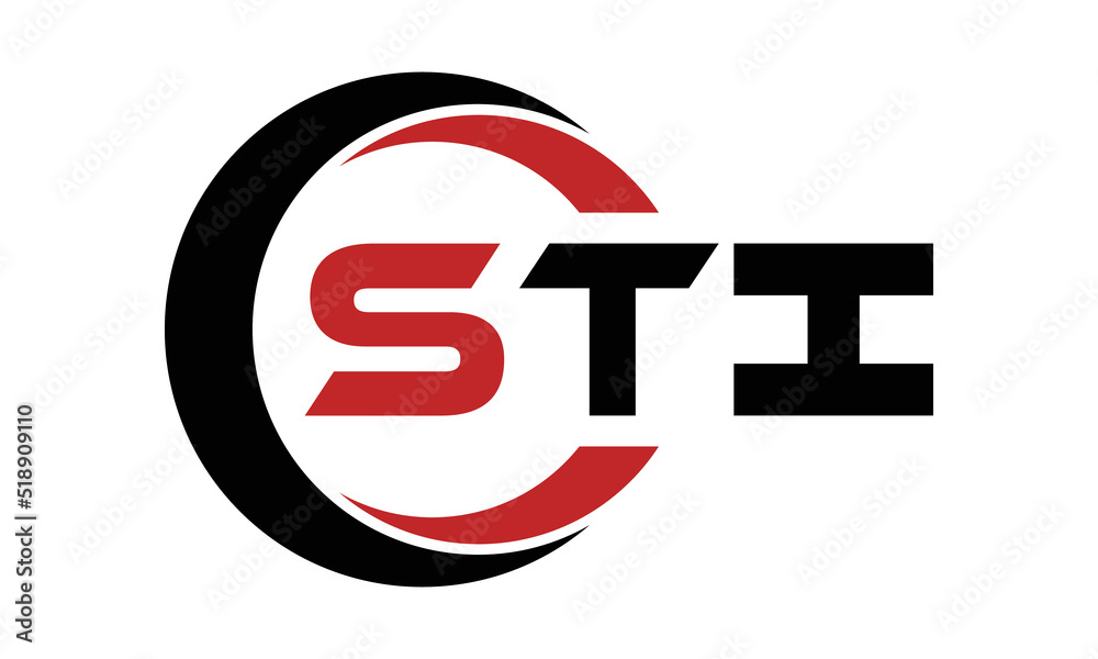 STI three letter swoosh logo design vector template | monogram logo ...