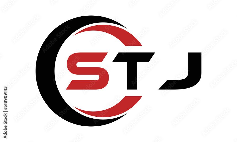 STJ three letter swoosh logo design vector template | monogram logo ...