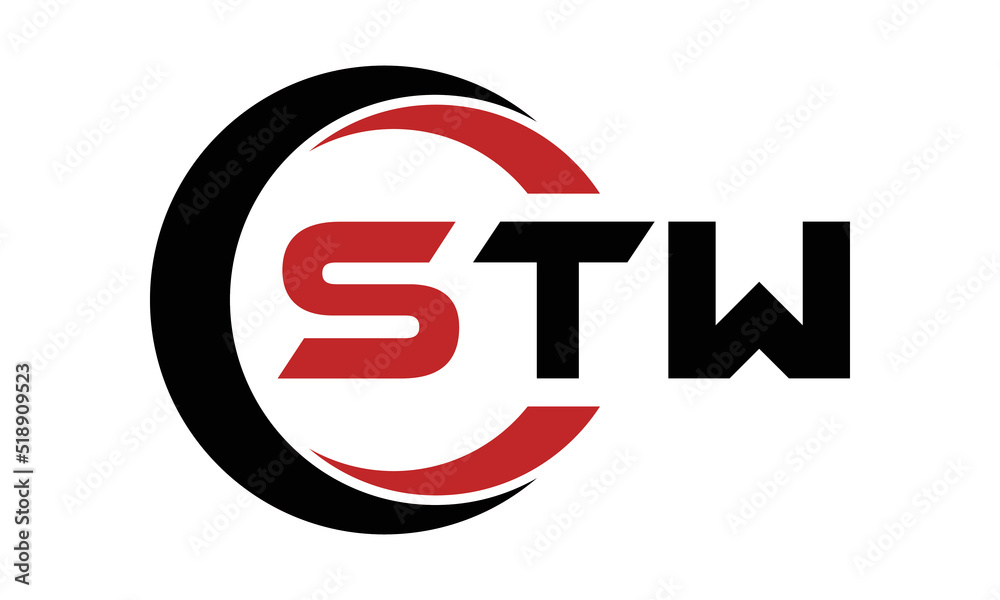 STW three letter swoosh logo design vector template | monogram logo ...