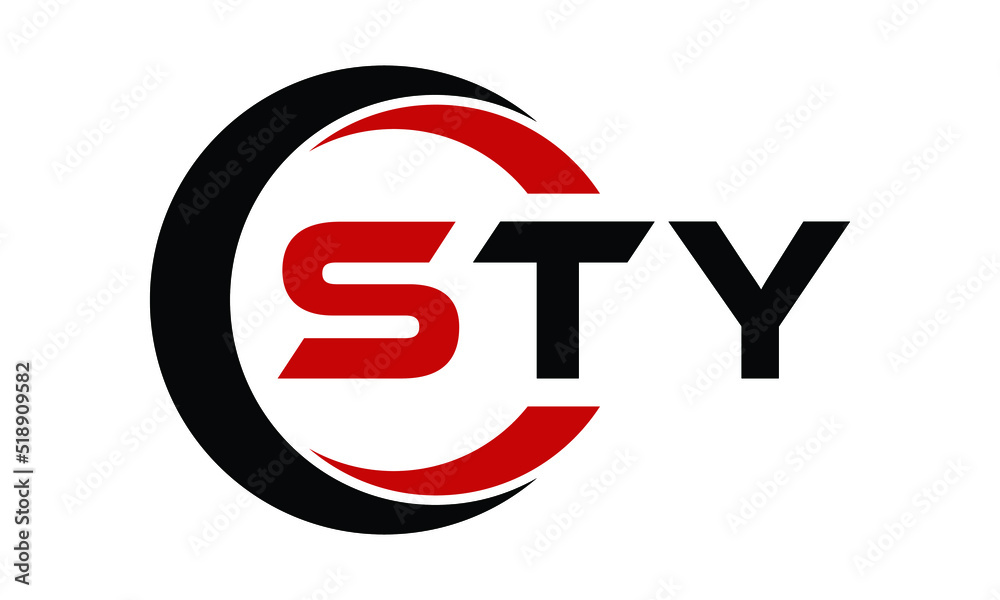 STY three letter swoosh logo design vector template | monogram logo ...