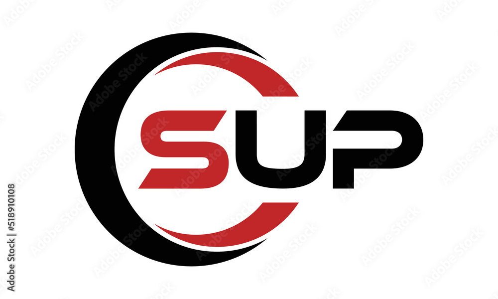 SUP three letter swoosh logo design vector template | monogram logo ...