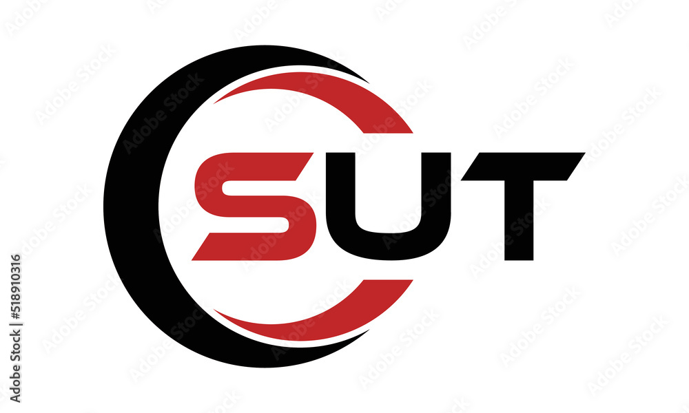SUT three letter swoosh logo design vector template | monogram logo ...