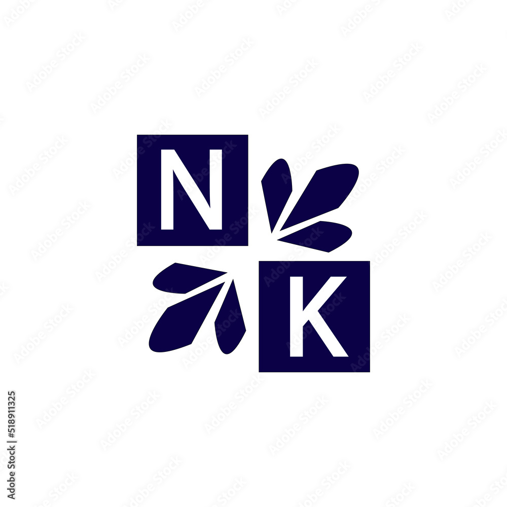 Simple rectangle and modern NK letter art, symbol, logo design for your ...