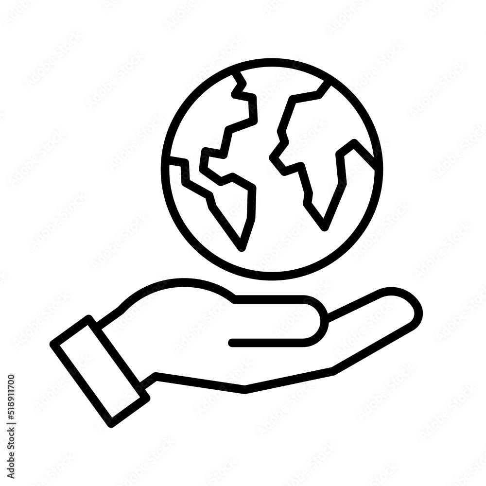 Hand holding earth icon, Save the world concept, Social responsibility ...