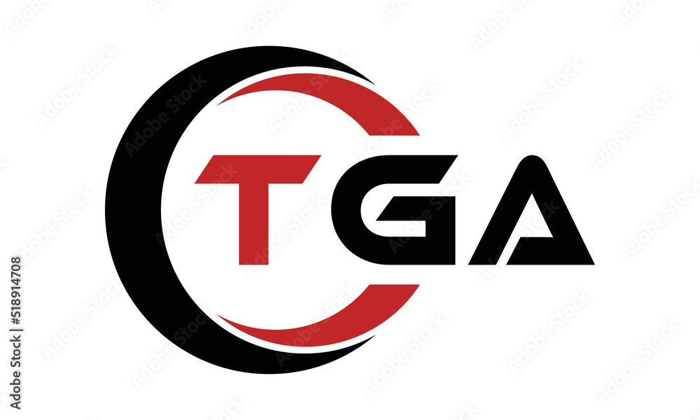 TGA three letter swoosh logo design vector template | monogram logo ...