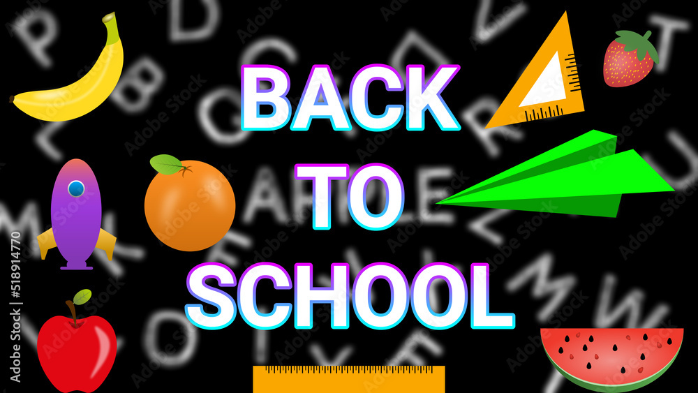 back to school background with blur number and apple, paper palne ...
