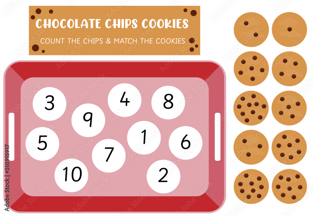 Counting activity for kids, chocolate chips cookies, counting ...