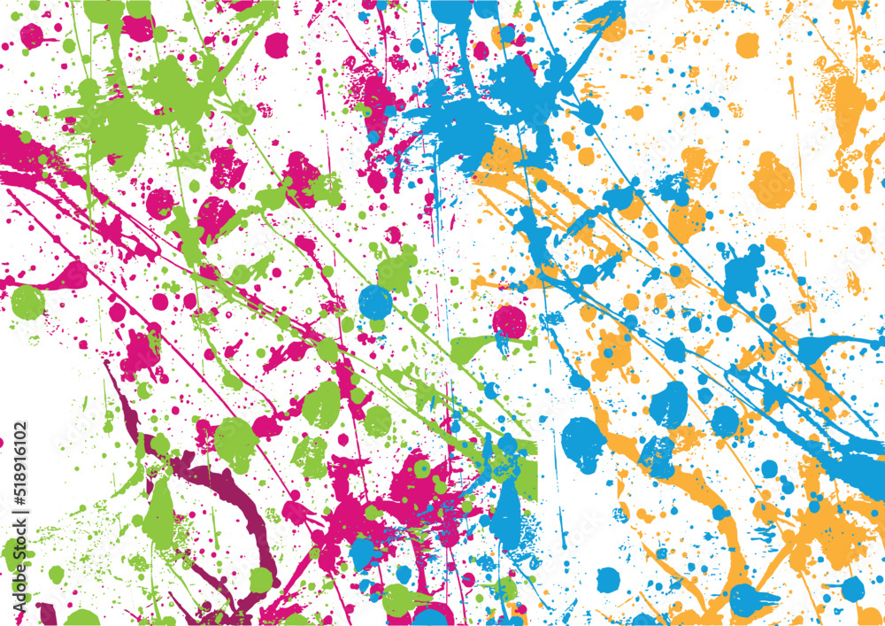 Abstract vector splatter color background design. Paint splashes ...