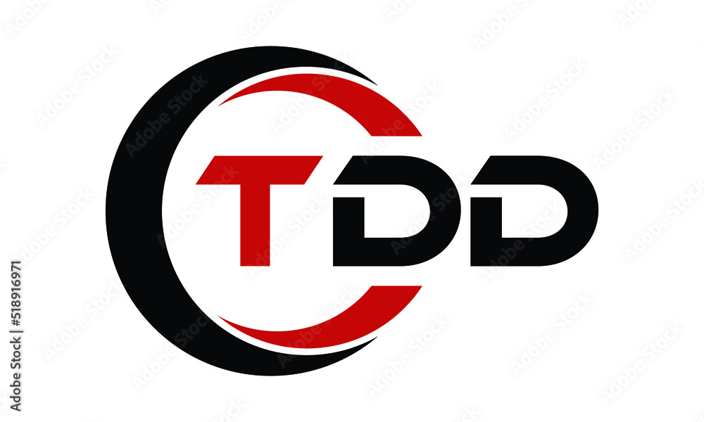 TDD three letter swoosh logo design vector template | monogram logo ...
