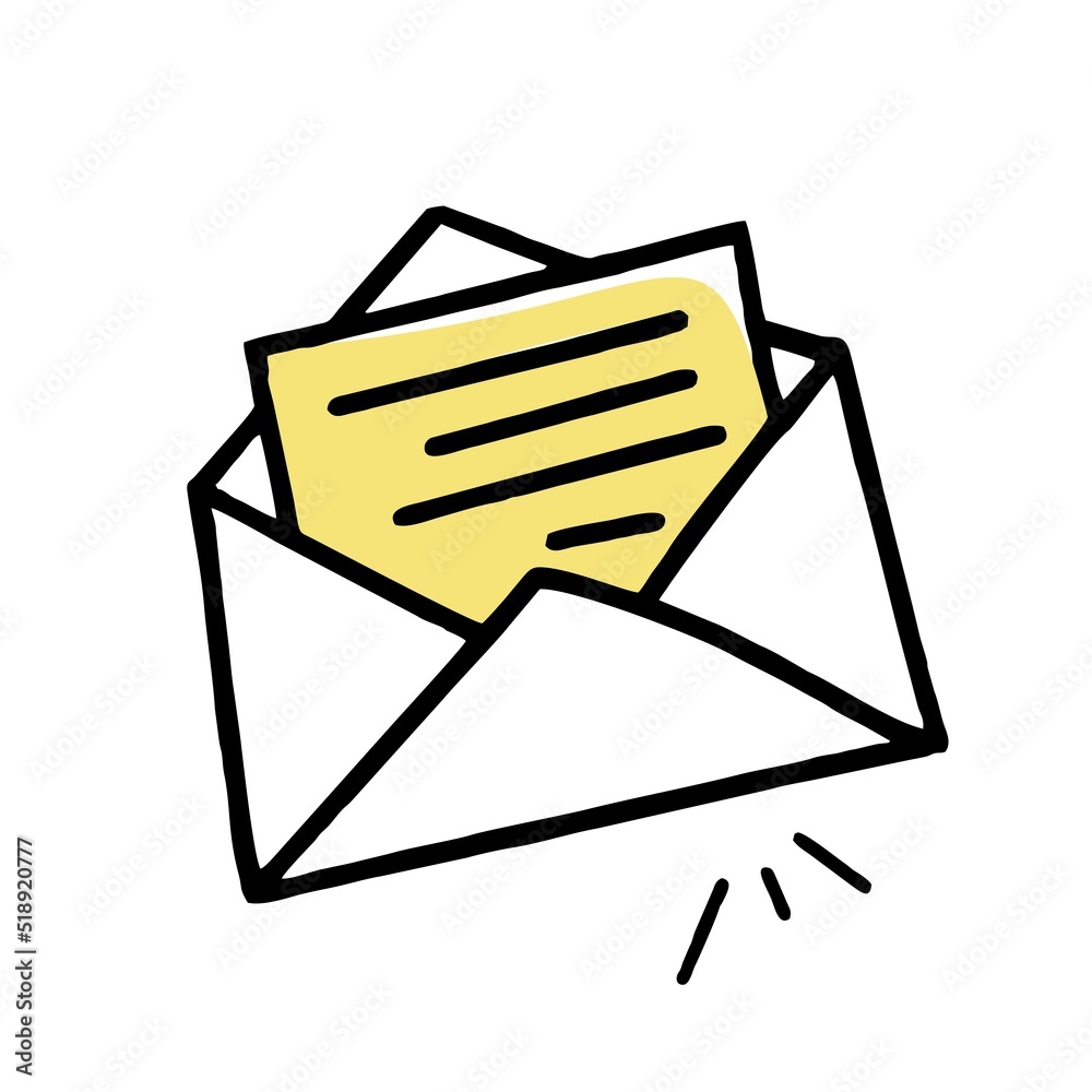 The letter in the envelope is a clipart doodle. Vector illustration in ...