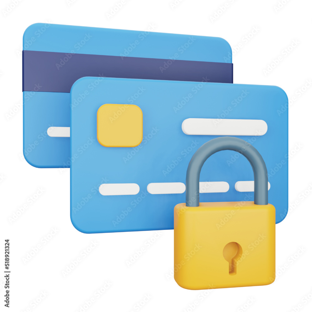 Credit card lock 3d rendering isometric icon. Stock Vector | Adobe Stock