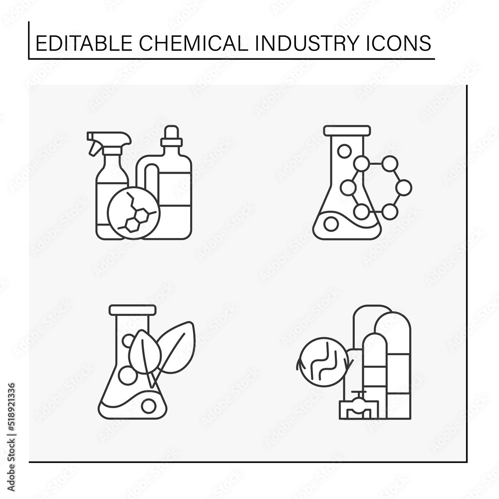 Chemical industry line icon. Gas processing, cleaning and inorganic ...