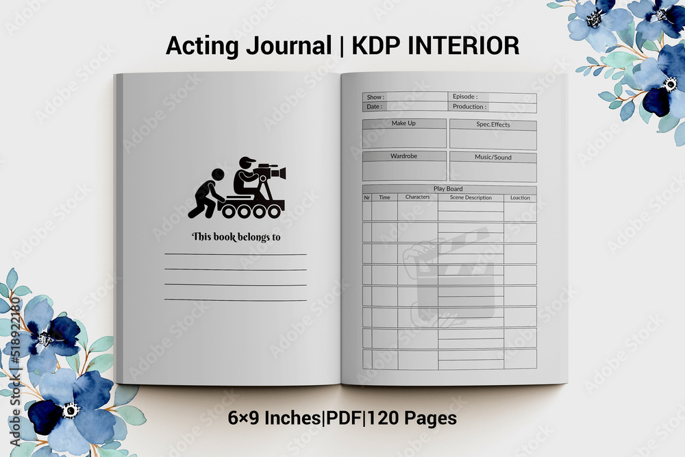 Acting Journal | KDP INTERIOR Stock Vector | Adobe Stock
